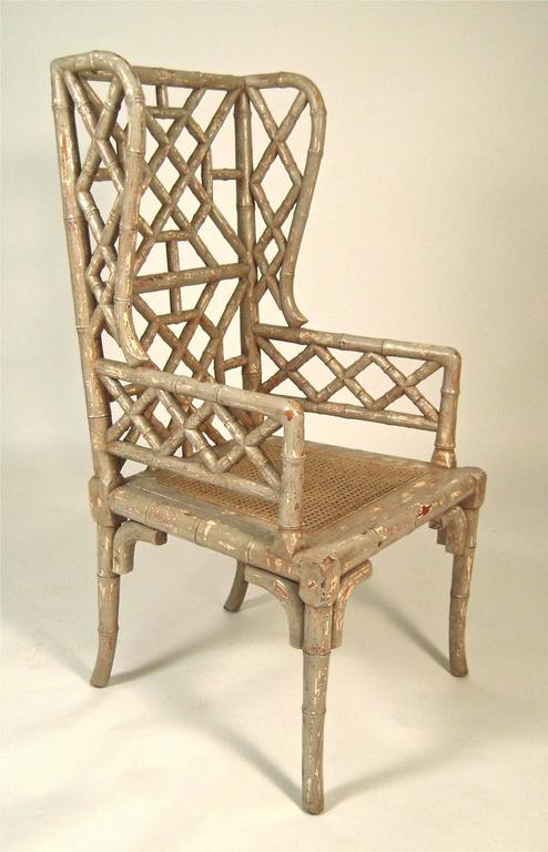 Pair of Chinoiserie Faux Bamboo Wing Chairs at 1stDibs | bamboo ...
