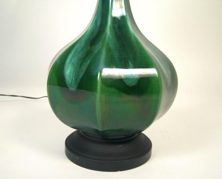 Green Mid-Century Modern Art Pottery Lamp at 1stDibs
