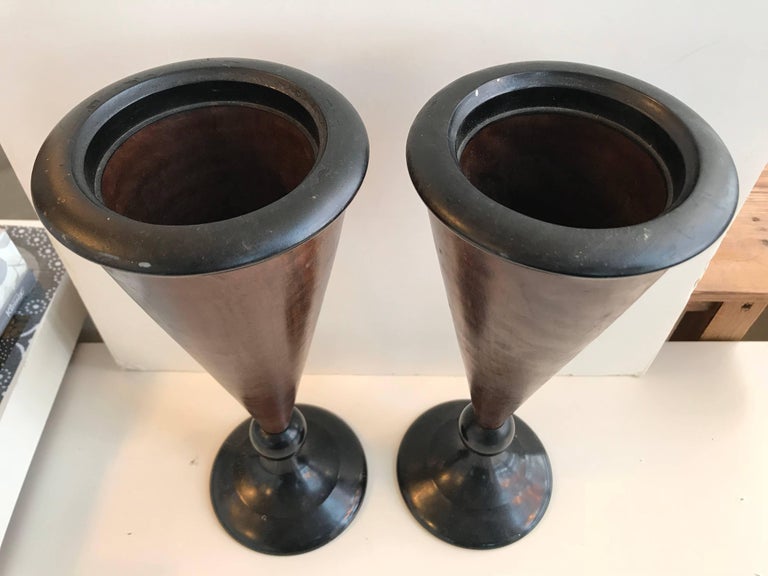 19th Century Pair of Walnut Vases at 1stDibs