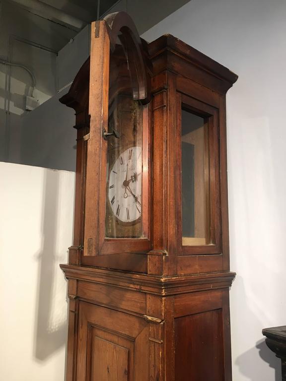 19th Century, French Red Pine Grandfather Clock For Sale at 1stDibs