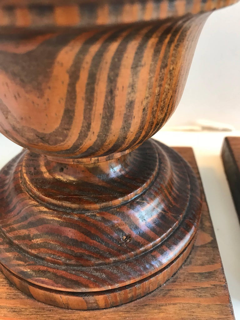 Pair of 20th Century Turned Oak Newel Post Finials at 1stDibs