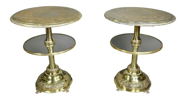 Pair Of Victorian Silver Plated And Glass End Tables at 1stDibs