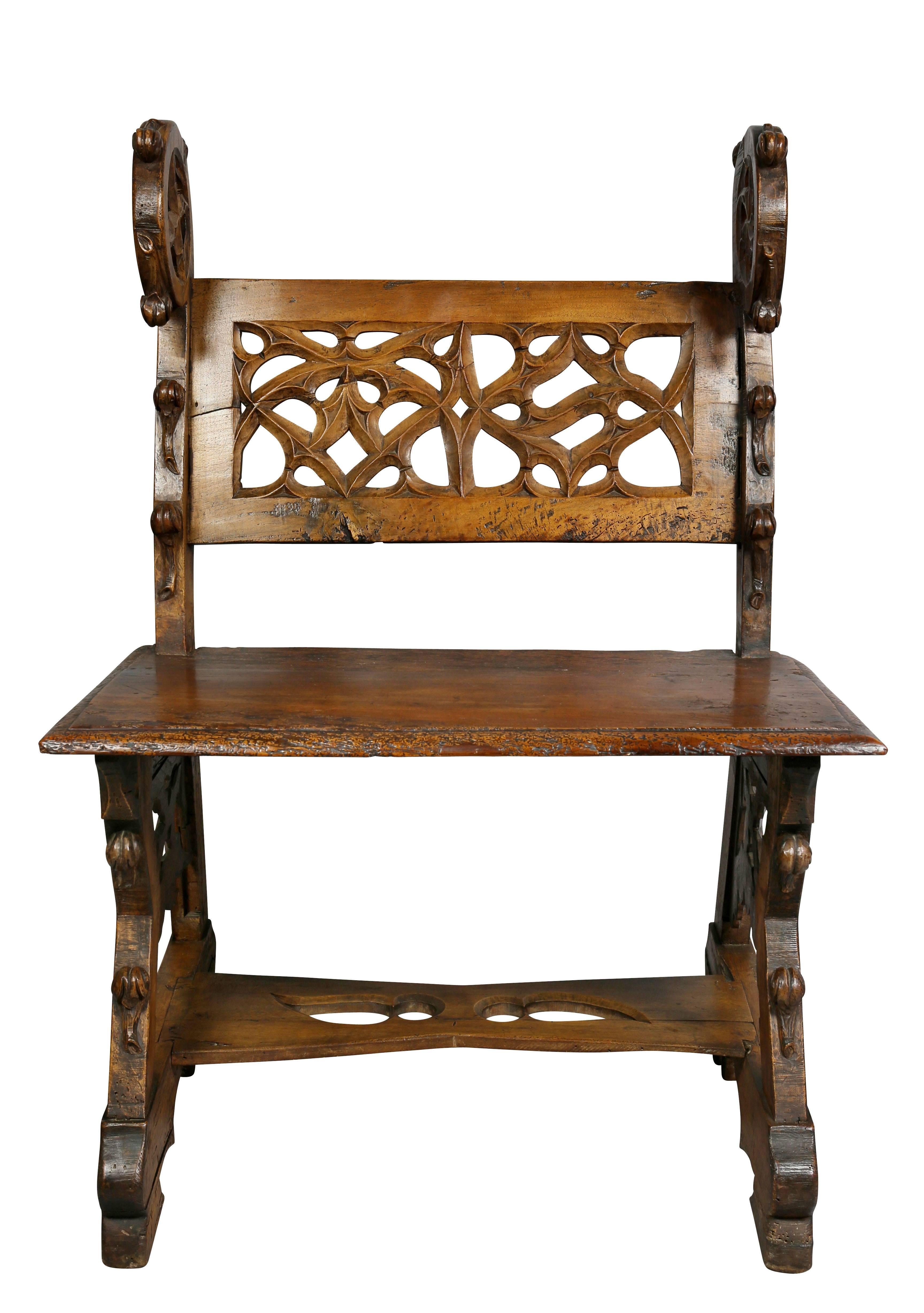 Gothic Fruitwood Bench at 1stDibs
