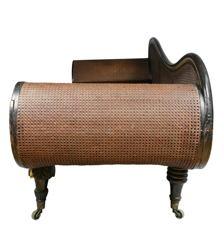 Regency Ebonized, Gilded and Brass Inlaid Recamier at 1stDibs