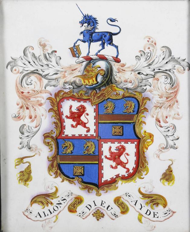 Framed Coat of Arms on Vellum with Flemish Frame at 1stDibs