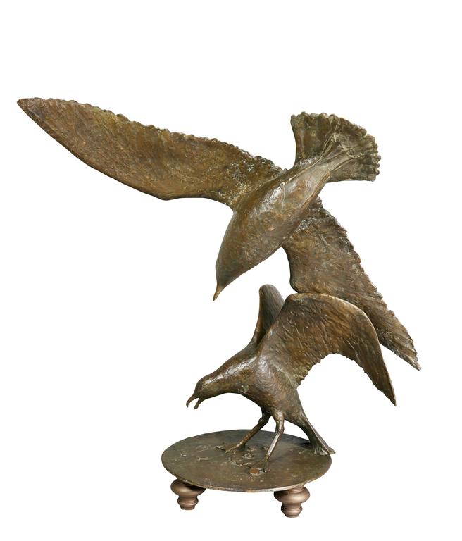 Large Bronze Sculpture of Seagulls by Beverly Benson Seamans For Sale ...