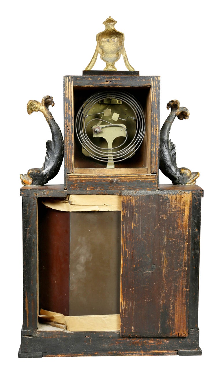 Biedermeier Fruitwood and Ebonized Mantle Clock at 1stDibs