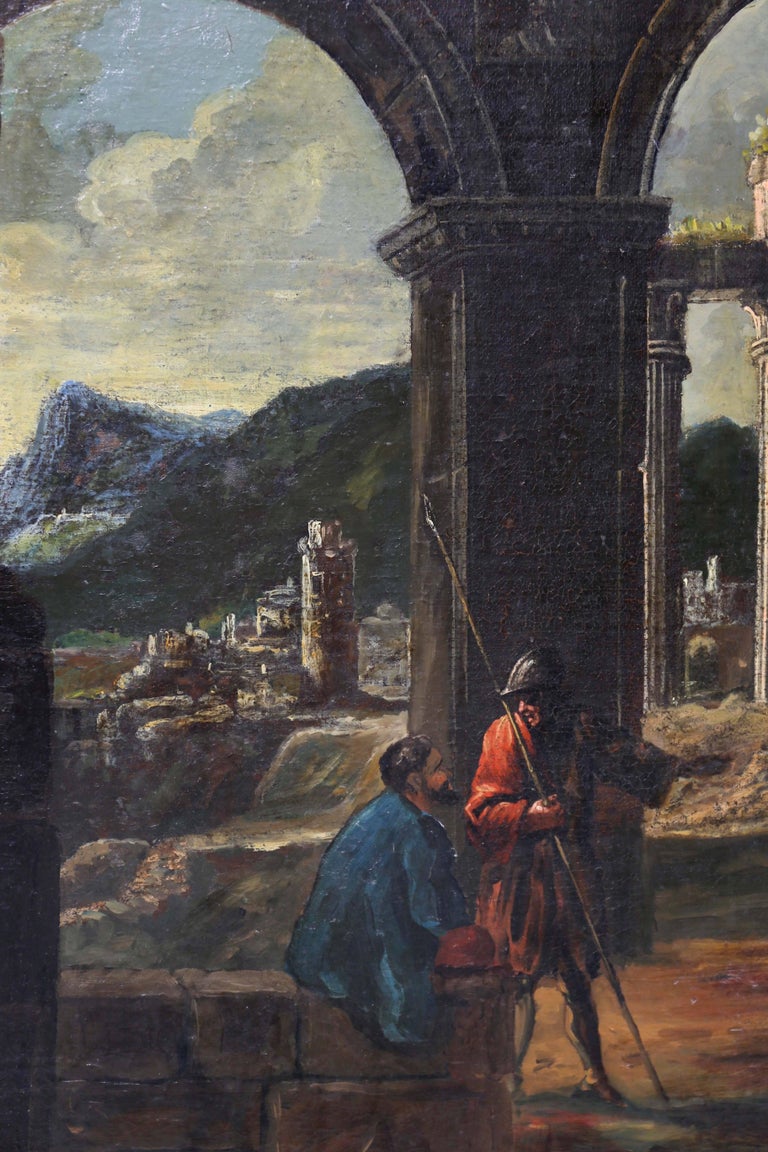 Italian Capriccio Oil on Canvas Painting at 1stDibs