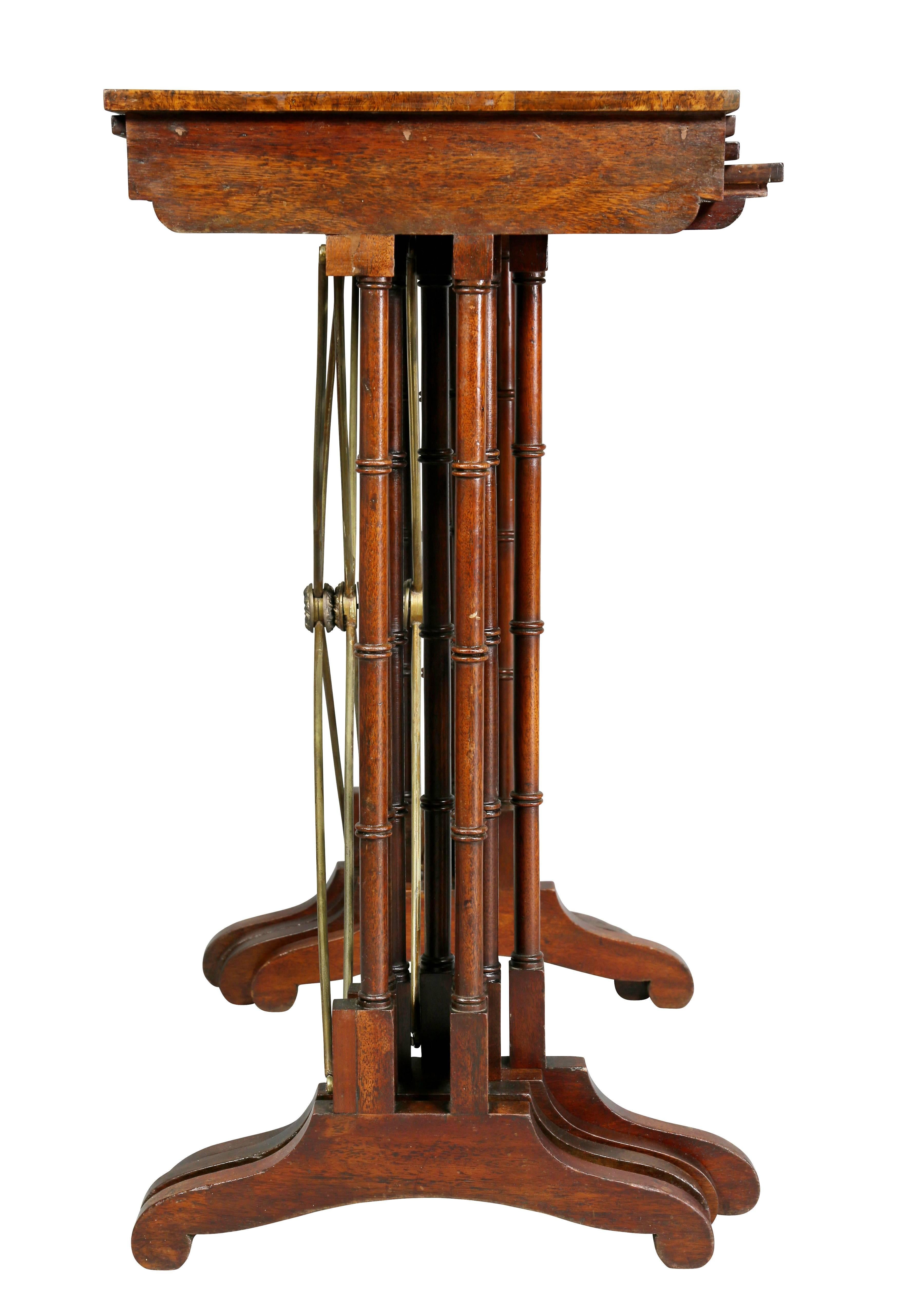 Set of Regency Mahogany and Burl Elm Quartetto Tables For Sale at 1stDibs