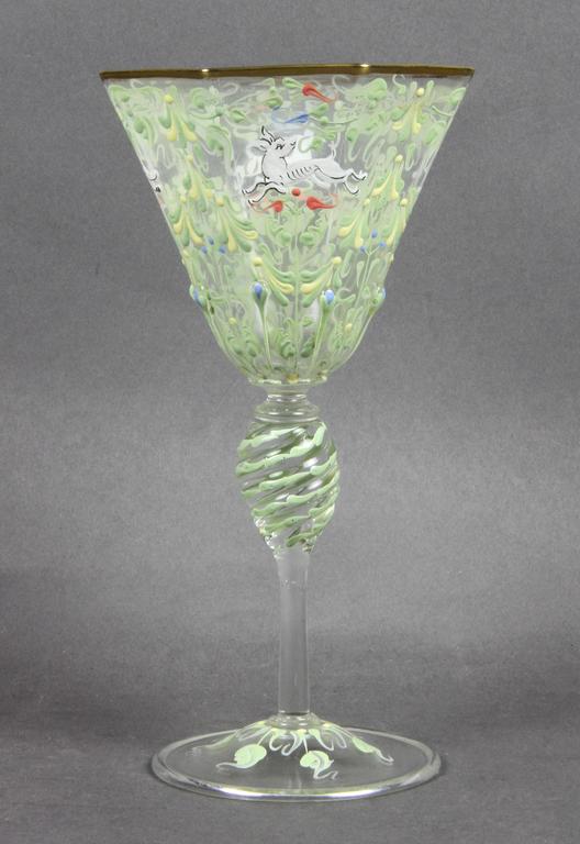 Large Set of Enameled Venetian Stemware and Dessert Cups at 1stDibs