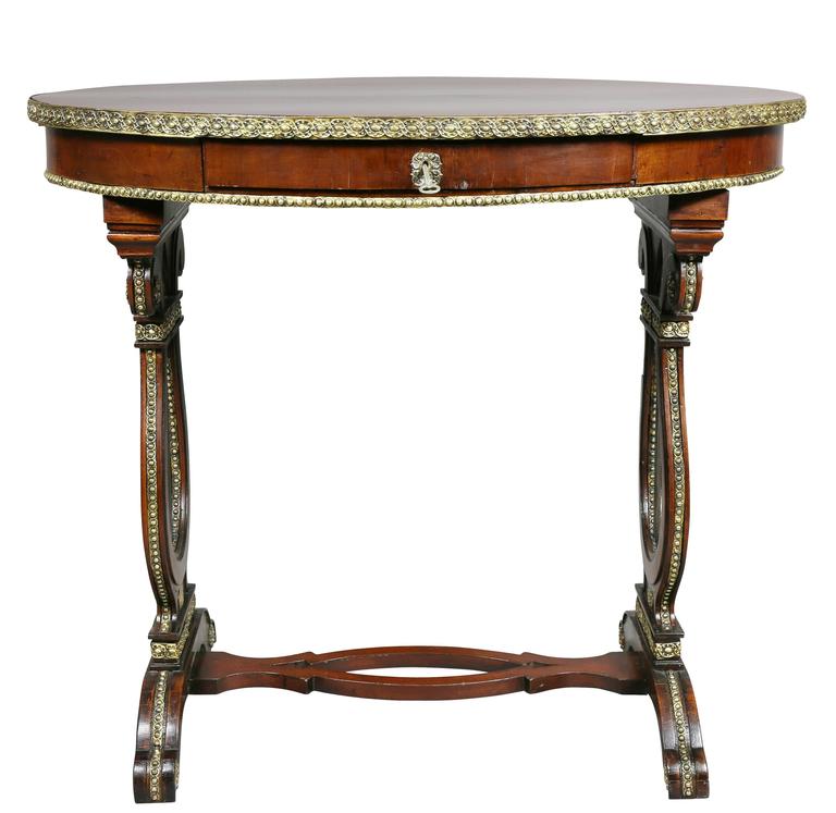 Russian Neoclassic Mahogany and Brass Mounted Table For Sale at 1stDibs