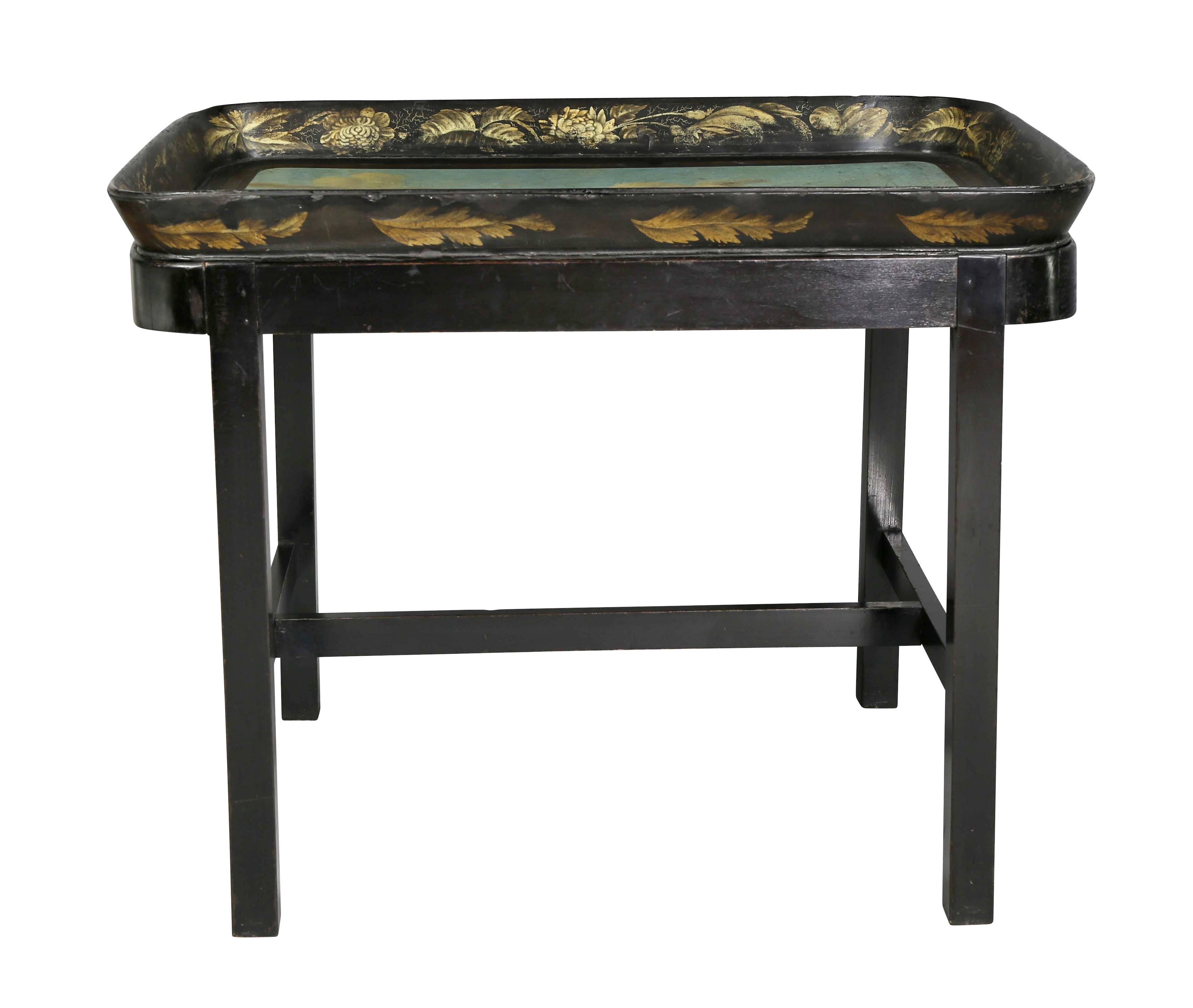 Regency Papier Mache Tray Table with Nautical Scene at 1stDibs