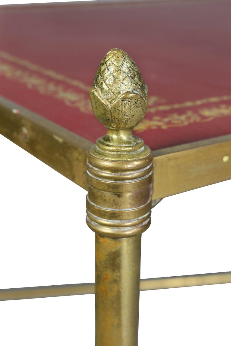 Directoire Style Brass and Leather Coffee Table at 1stDibs