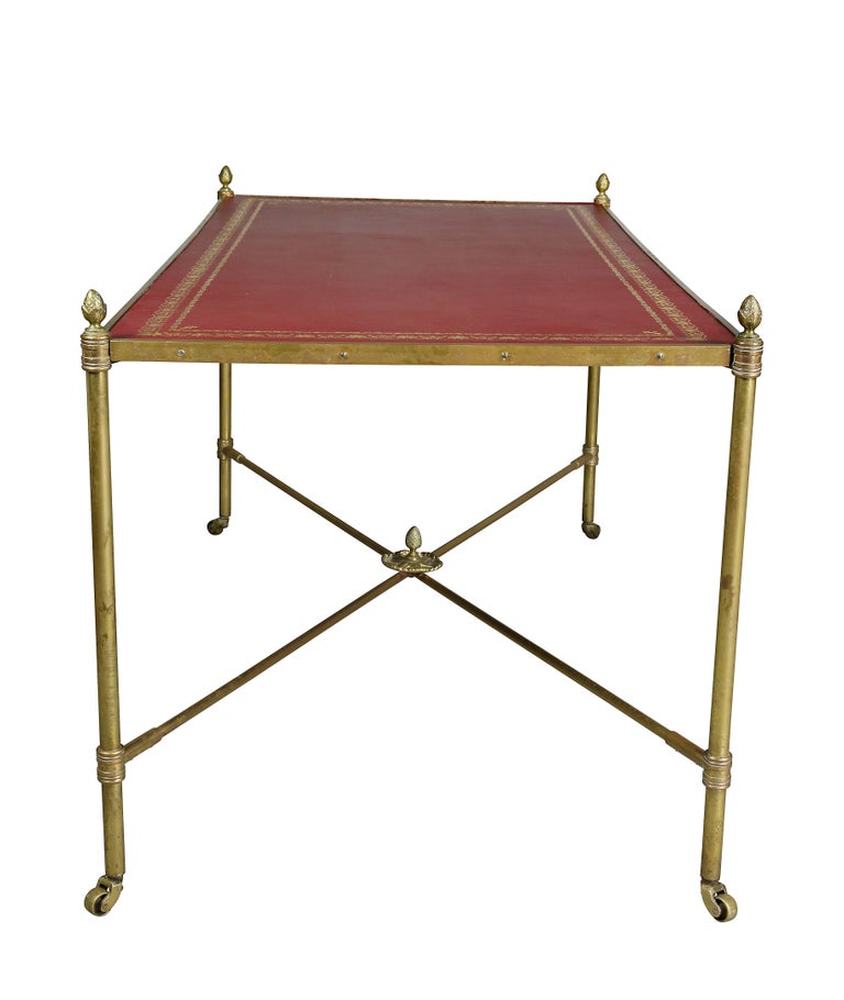 Directoire Style Brass and Leather Coffee Table at 1stDibs