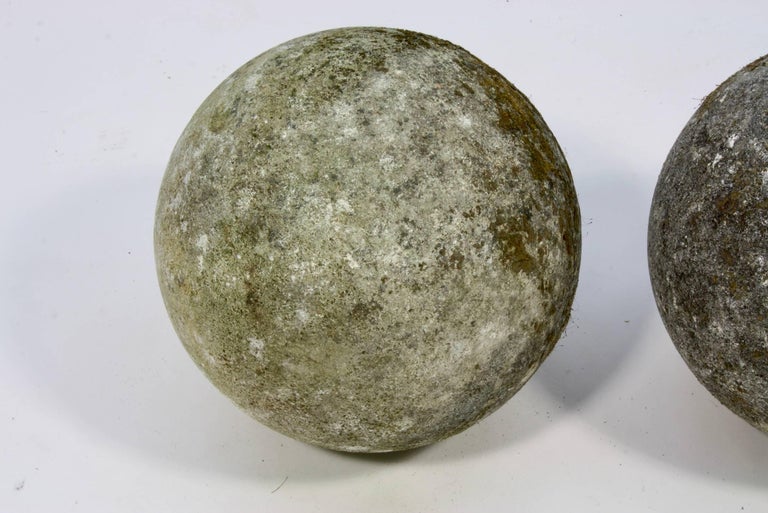 Set of Three Carved Stone Ball Garden Spheres at 1stDibs