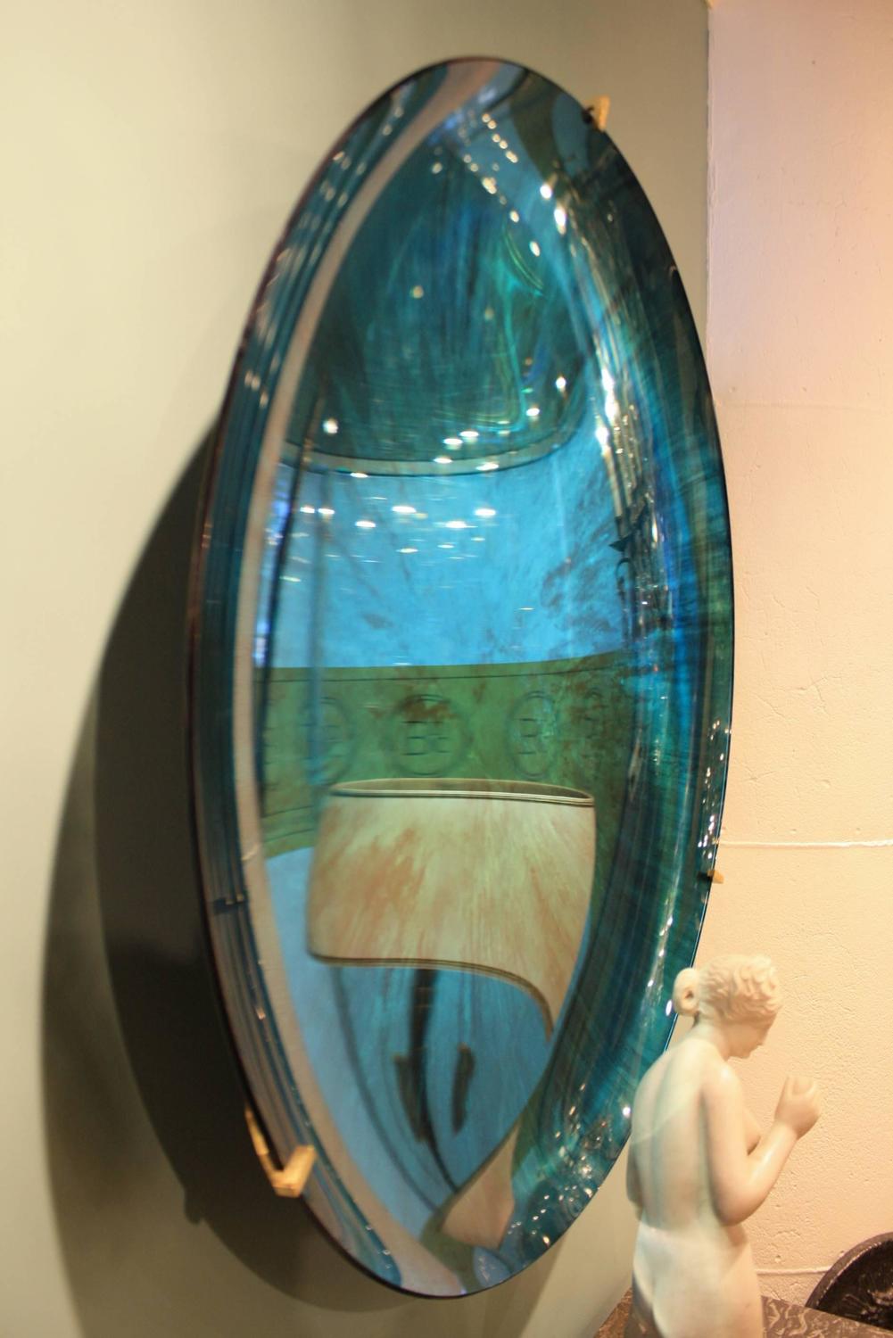 Stunning French Concave Art Glass Mirror with Brass Mount For Sale at ...