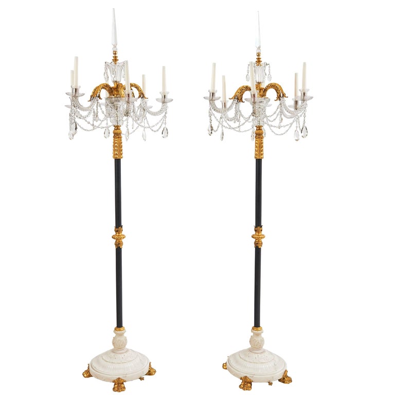 Pair of Unusual Neoclassical Floor Standing Candelabra France, Late ...