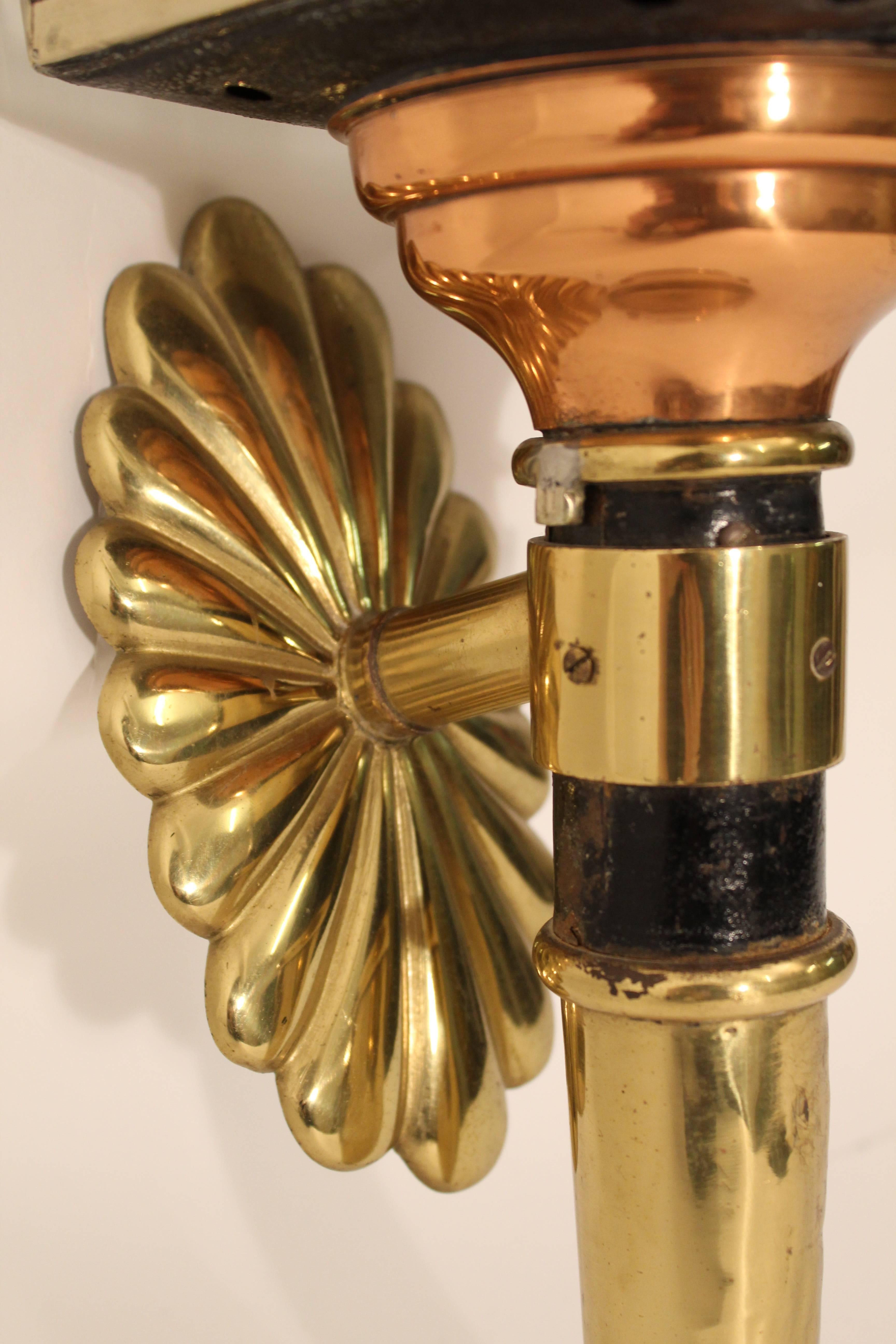 Pair of French Brass and Copper Coach Lanterns, circa 1910 at 1stDibs