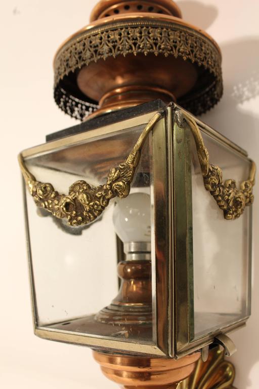 Pair of French Brass and Copper Coach Lanterns, circa 1910 at 1stDibs