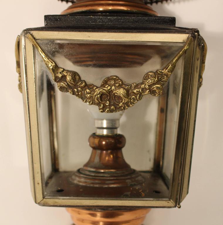 Pair of French Brass and Copper Coach Lanterns, circa 1910 at 1stDibs