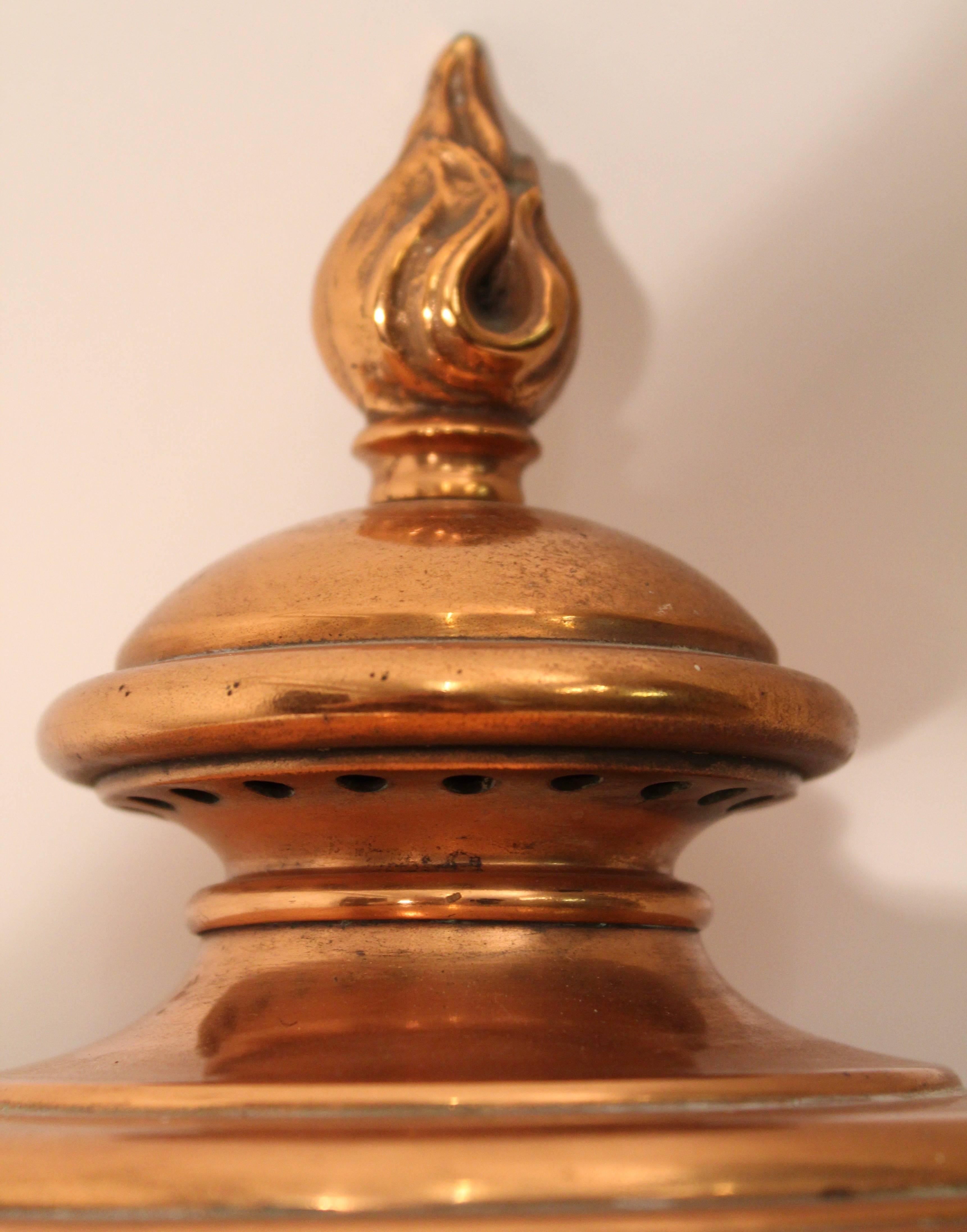 Pair of French Brass and Copper Coach Lanterns, circa 1910 at 1stDibs