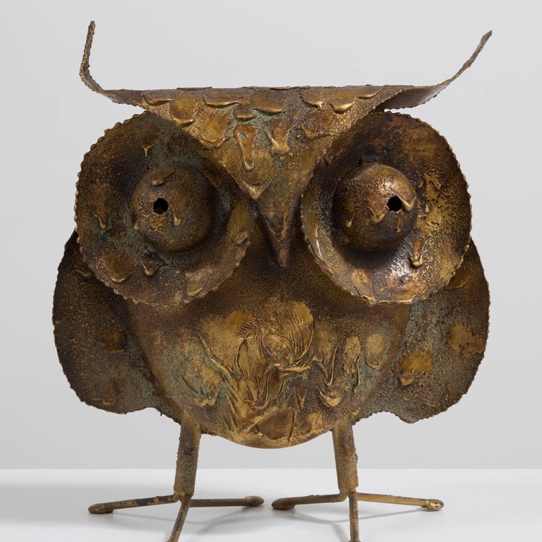 Brutalist Owl by C. Jere Signed, 1968 at 1stDibs