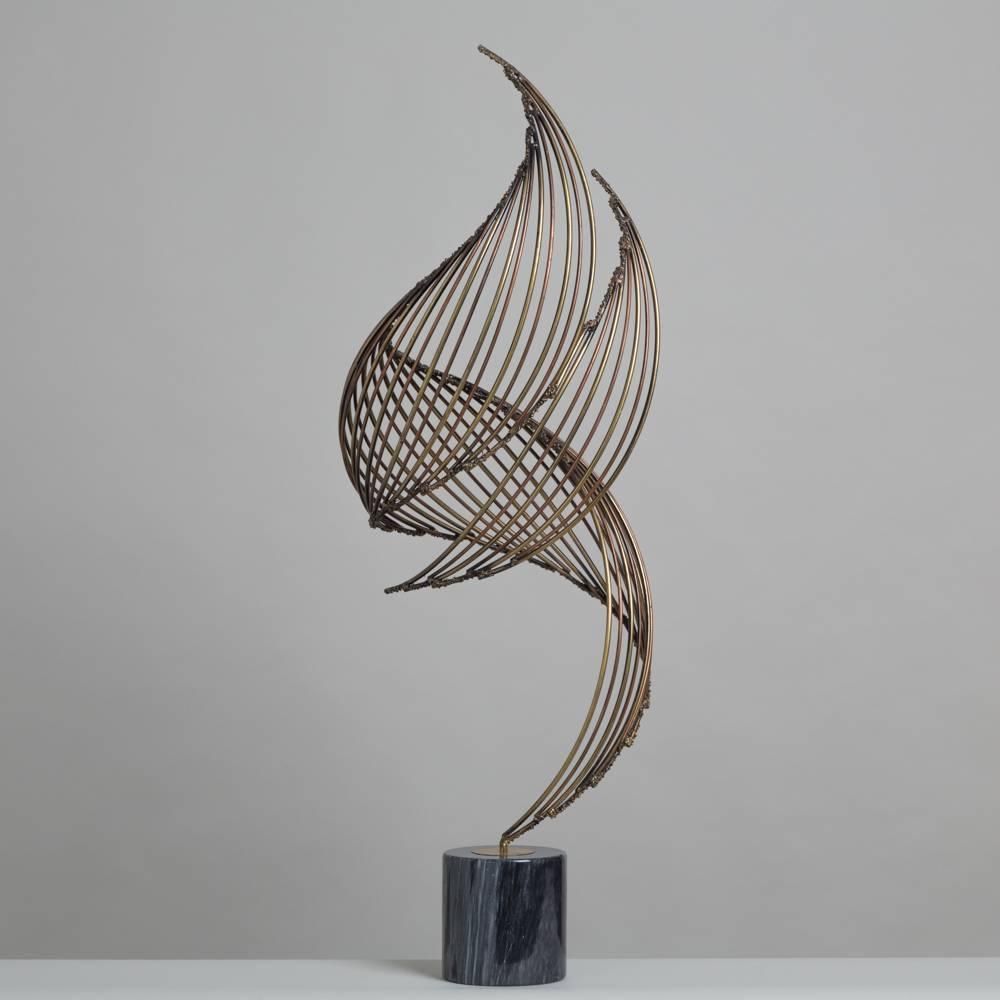 Large Swirl Metal Table Sculpture by Curtis Jere, 1988 at 1stdibs