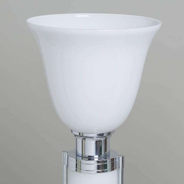 Contemporary Pair of Chrome and Glass Deco Style Uplighters For Sale at ...