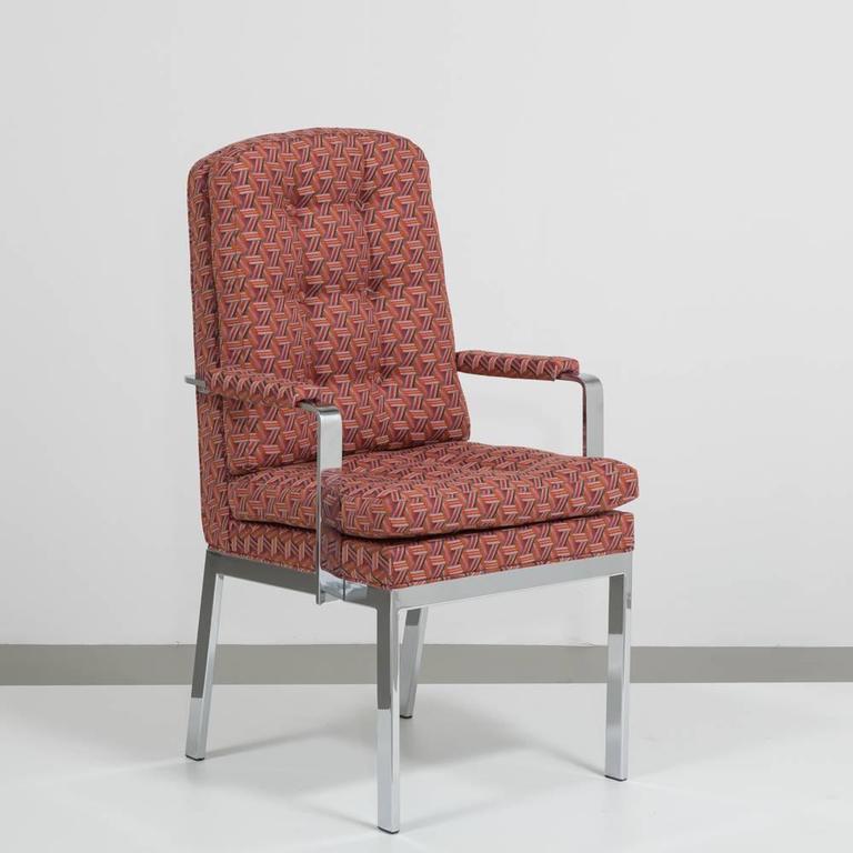 Pair of Milo Baughman Designed Nickel Framed Carver Chairs For Sale at ...