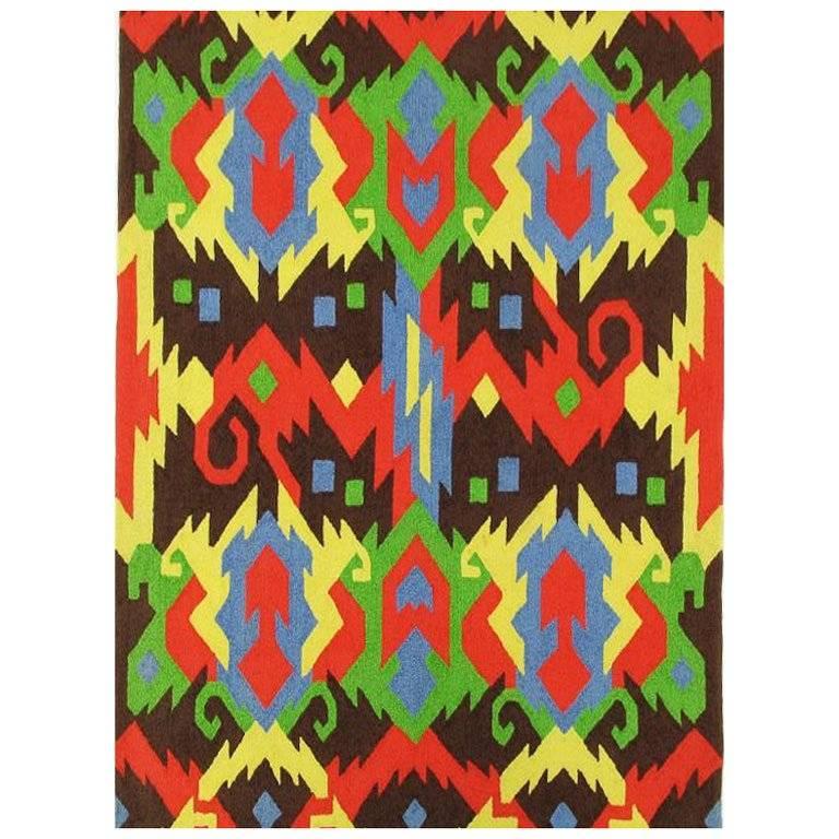 Edward Fields 1972 Colorful Geometric Rug at 1stDibs