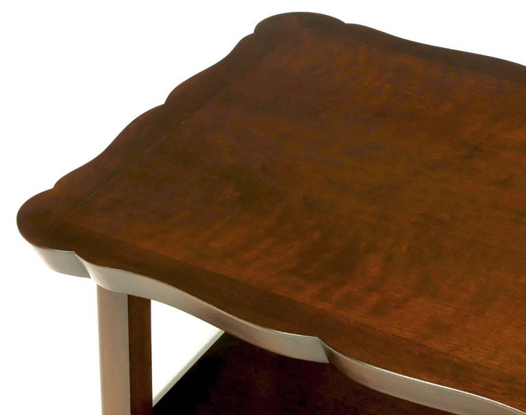 Pair of Walnut End Tables with Scalloped Edge Tops For Sale at 1stDibs