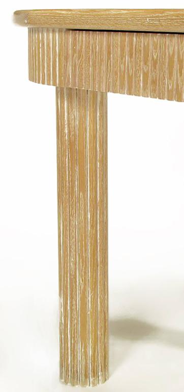 Custom Oval Cerused Oak Writing Desk with Reeded Legs and Apron at 1stDibs