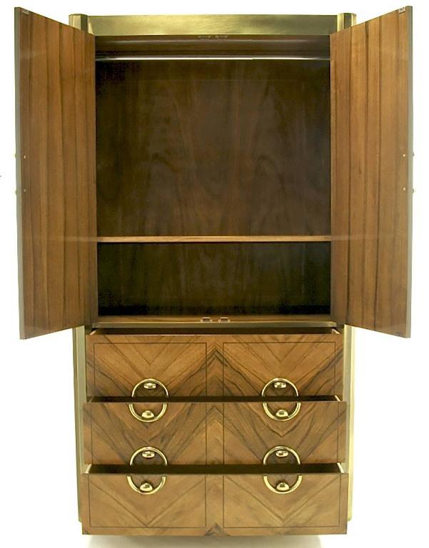 Mastercraft Zebrano Wood and Patinated Brass Tall Wardrobe Cabinet at ...