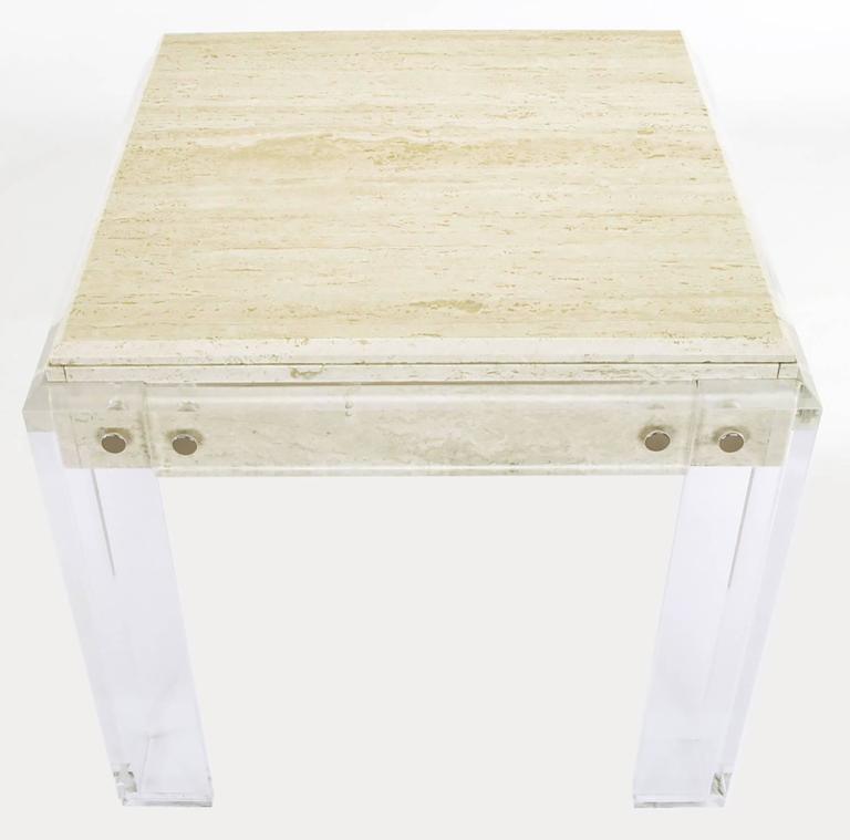 Postmodern Travertine and Lucite Parsons Style Game Table For Sale at ...