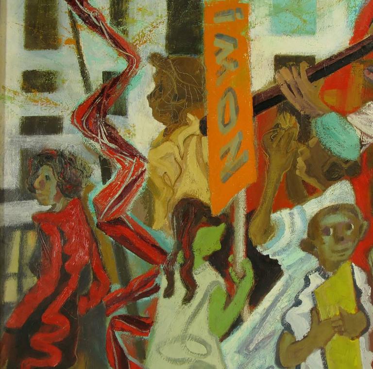 Important 12.5' 1965 Civil Rights Mural by Joan Linsley (1922-2000) For ...