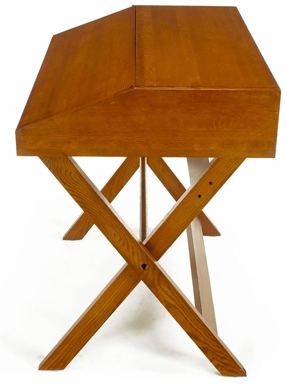 Sorrel Ash-Flip Top Trestle Based Writing Table For Sale at 1stDibs