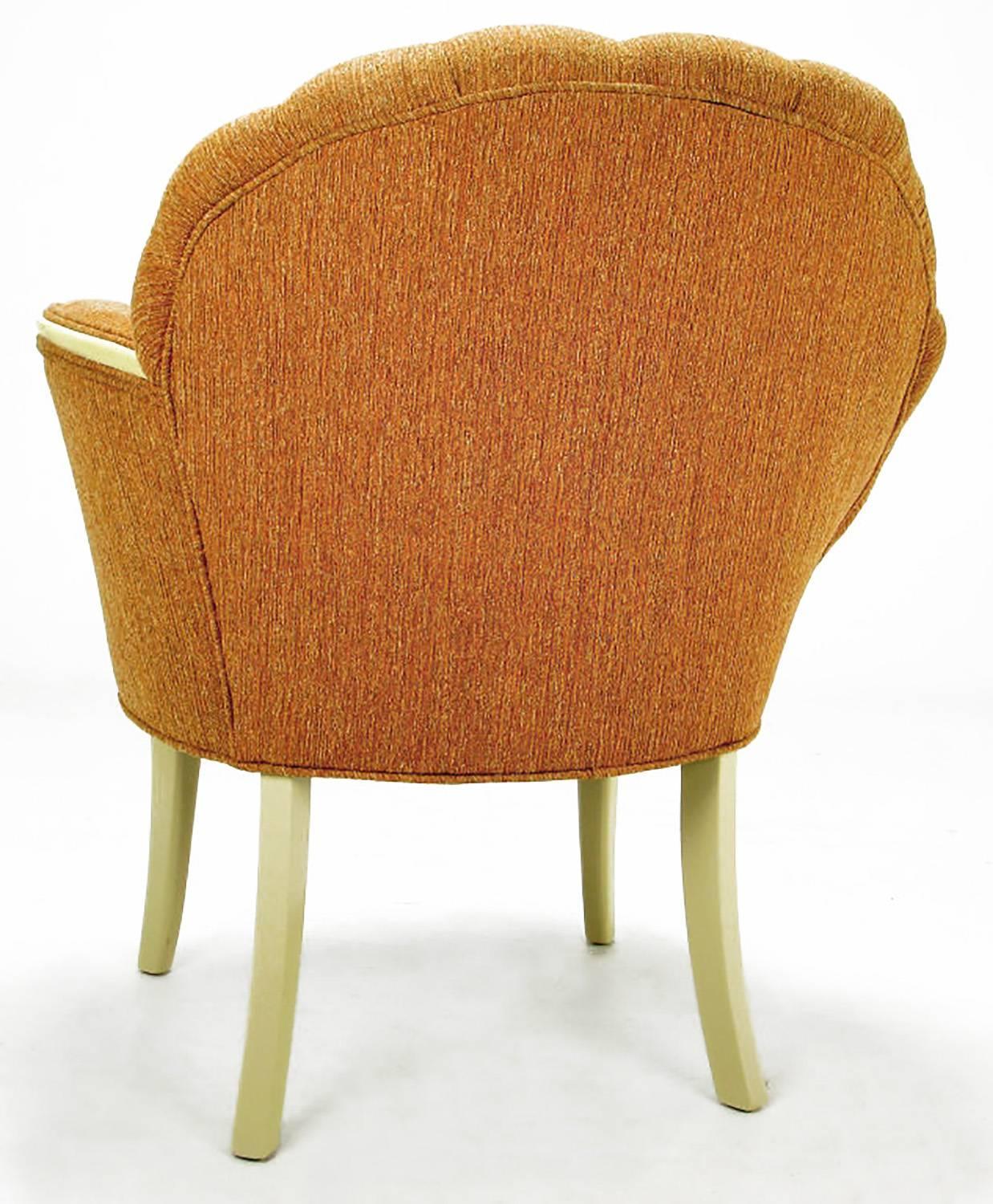 Pair of 1930s Single Arm Art Deco Shell Back Chairs For Sale at 1stdibs