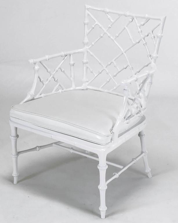 Six Phyllis Morris Cast Aluminum White Lacquer Chinese Chippendale ...