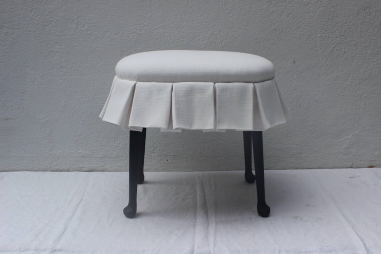 Ebonized Oval Stool with Box Pleated Skirt at 1stDibs | oval skirt