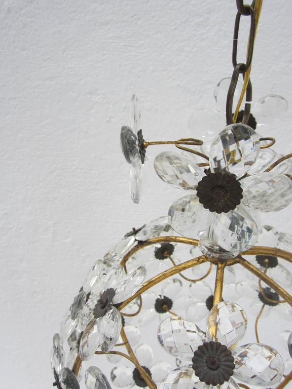 French Crystal Flower Ball Chandelier at 1stDibs