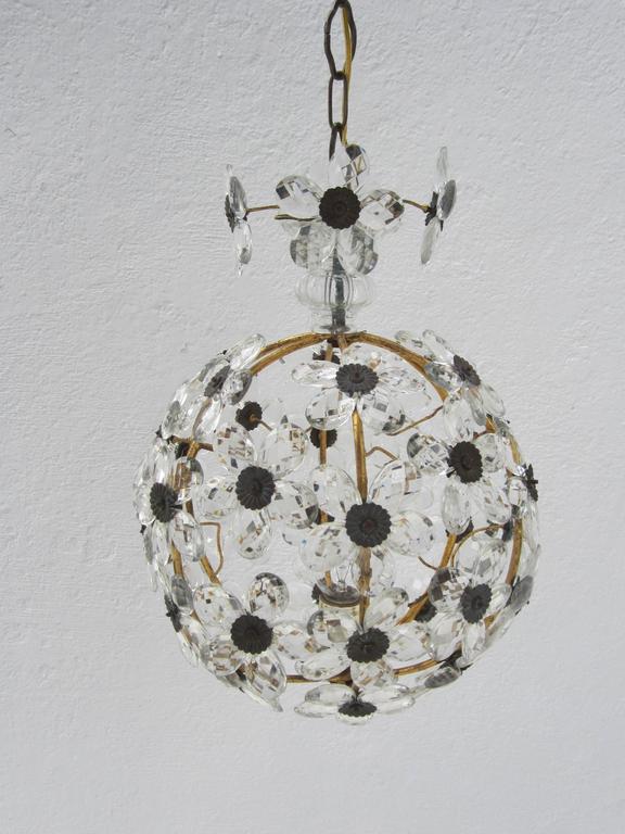 French Crystal Flower Ball Chandelier at 1stDibs