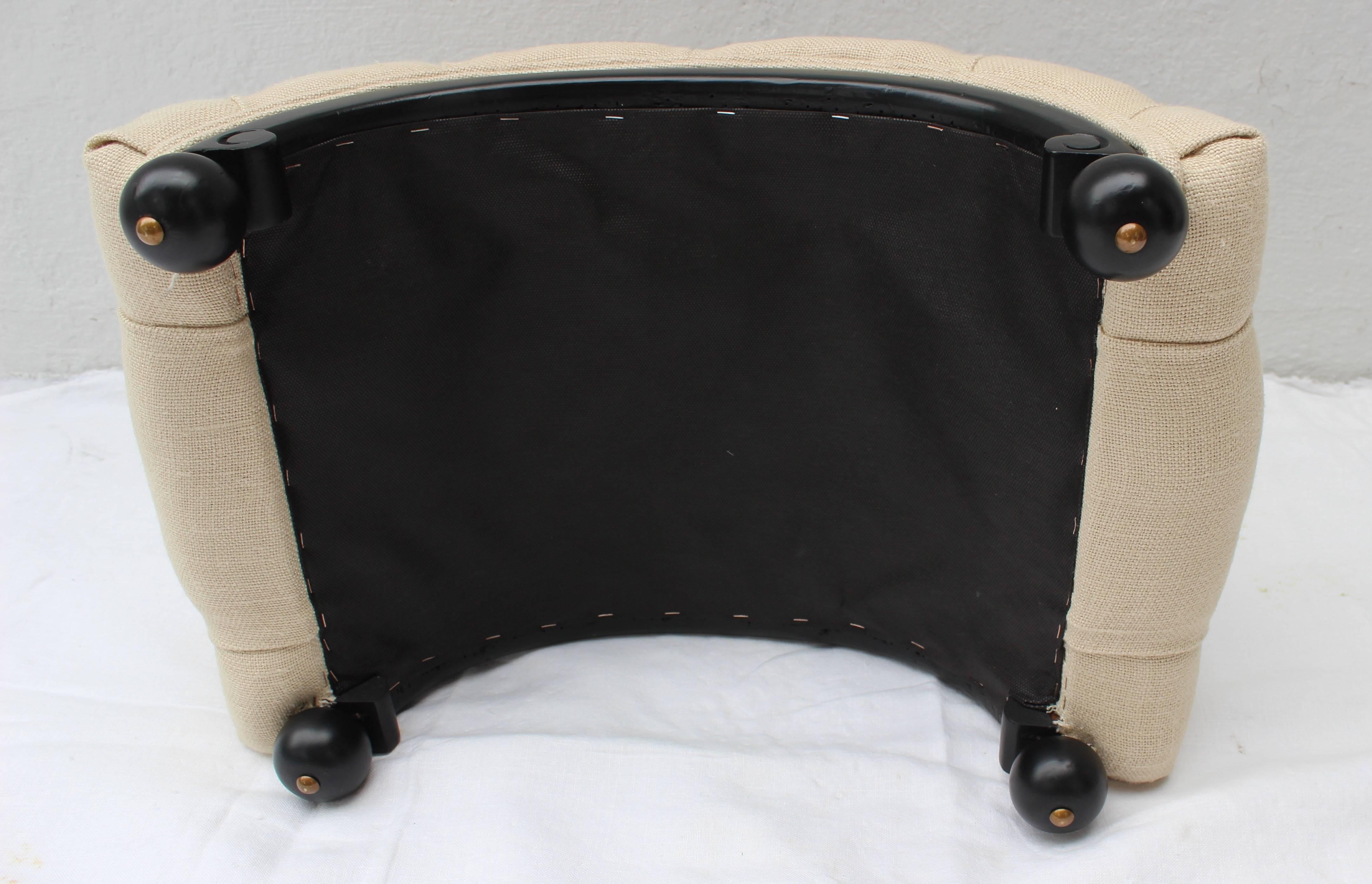 Tufted Arched Linen Footstool at 1stDibs | tufted footstool, tufted stools