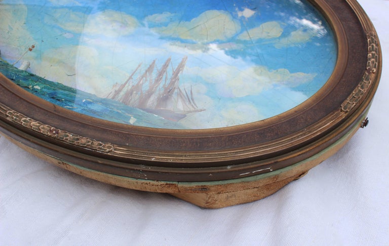 Oval Concave Ship Diorama For Sale at 1stDibs