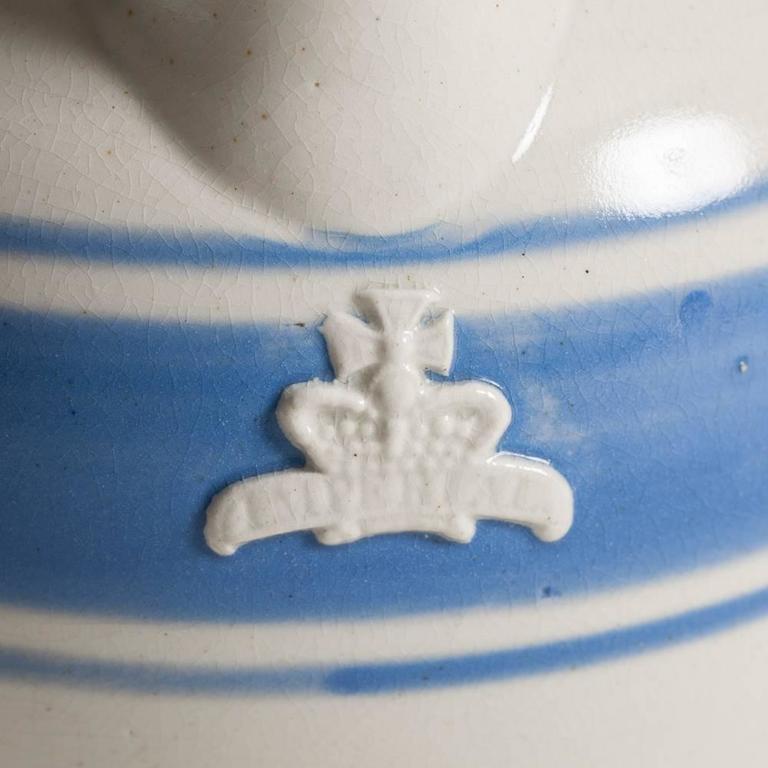 Pair of English 19th Century Antique Blue Banded Pub Jugs at 1stDibs