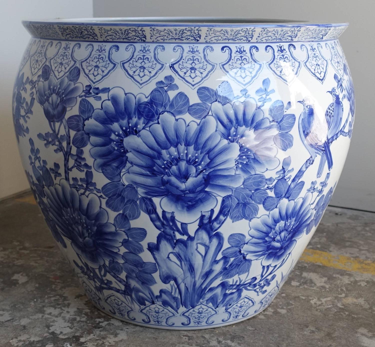 Pair Of Chinese Blue And White Porcelain Planters For Sale At 1stdibs