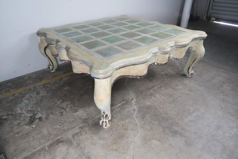French Painted Scalloped Shaped Coffee Table at 1stDibs