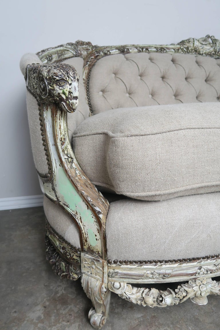 19th Century French Carved Rococo Style Sofa at 1stDibs