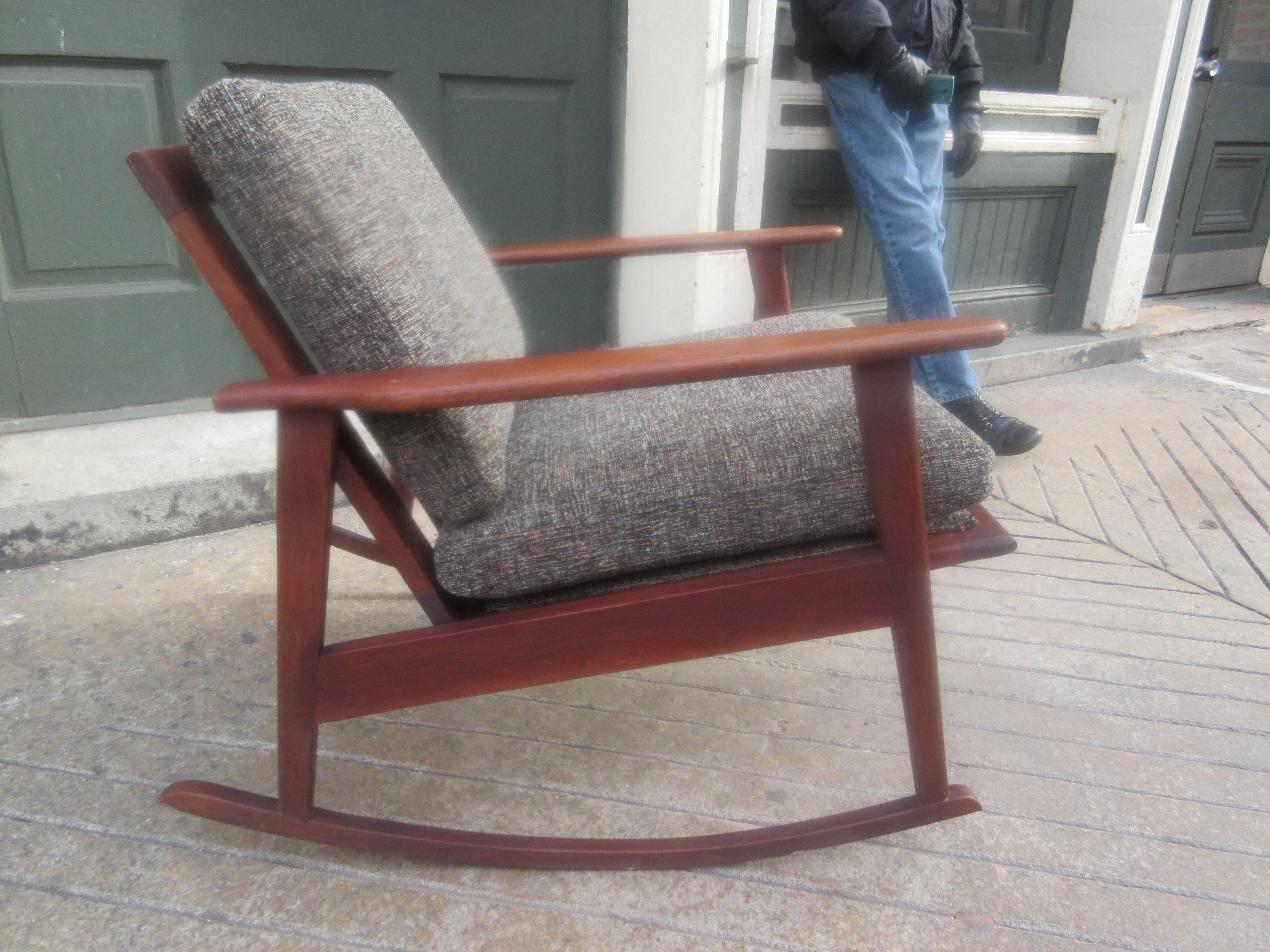 Danish Teak Rocker in the Style of Ole Wanscher at 1stDibs