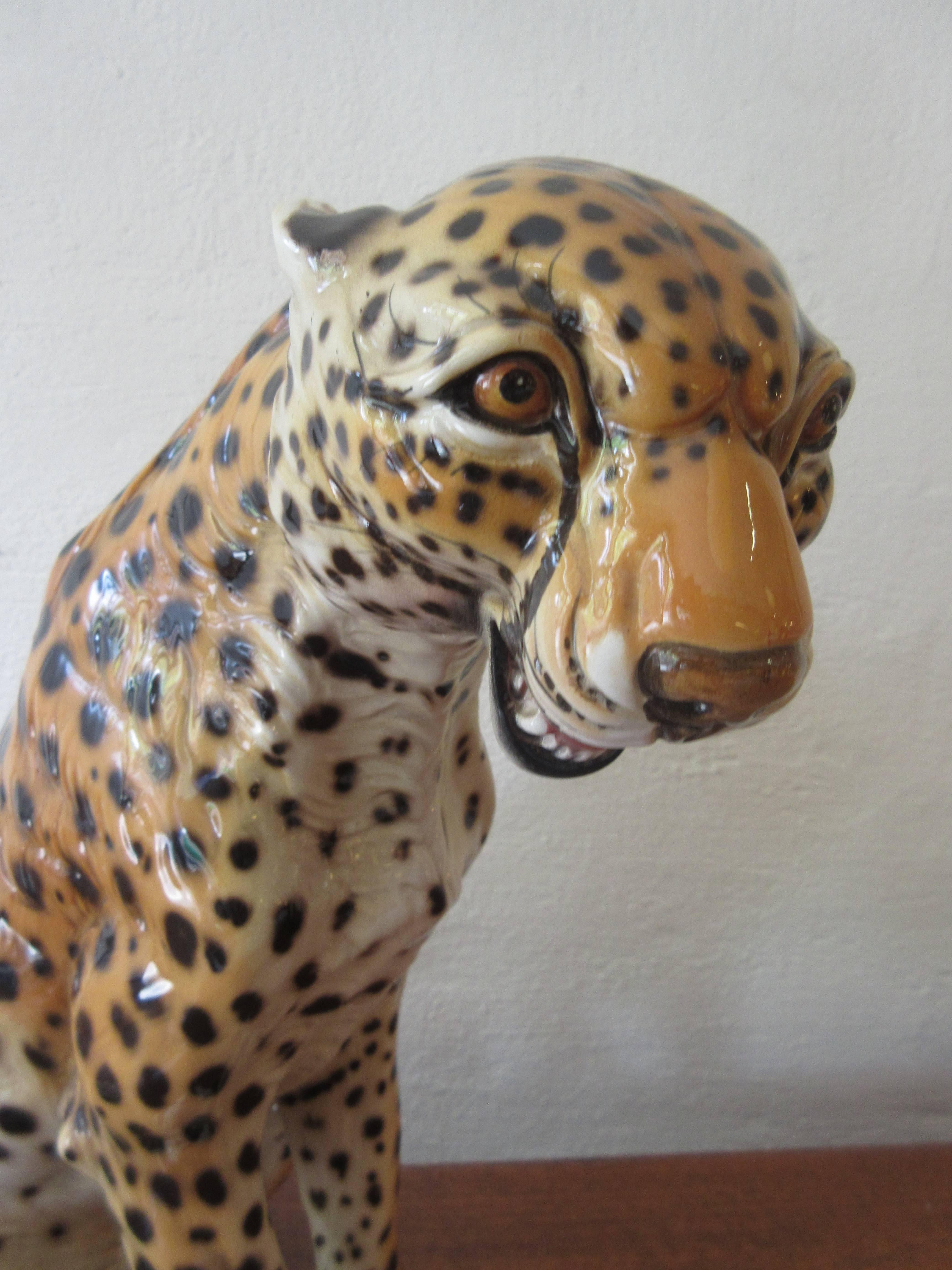 Italian Ceramic Cheetah Hand-Painted Figure Signed "Bonzani" "Monzani ...