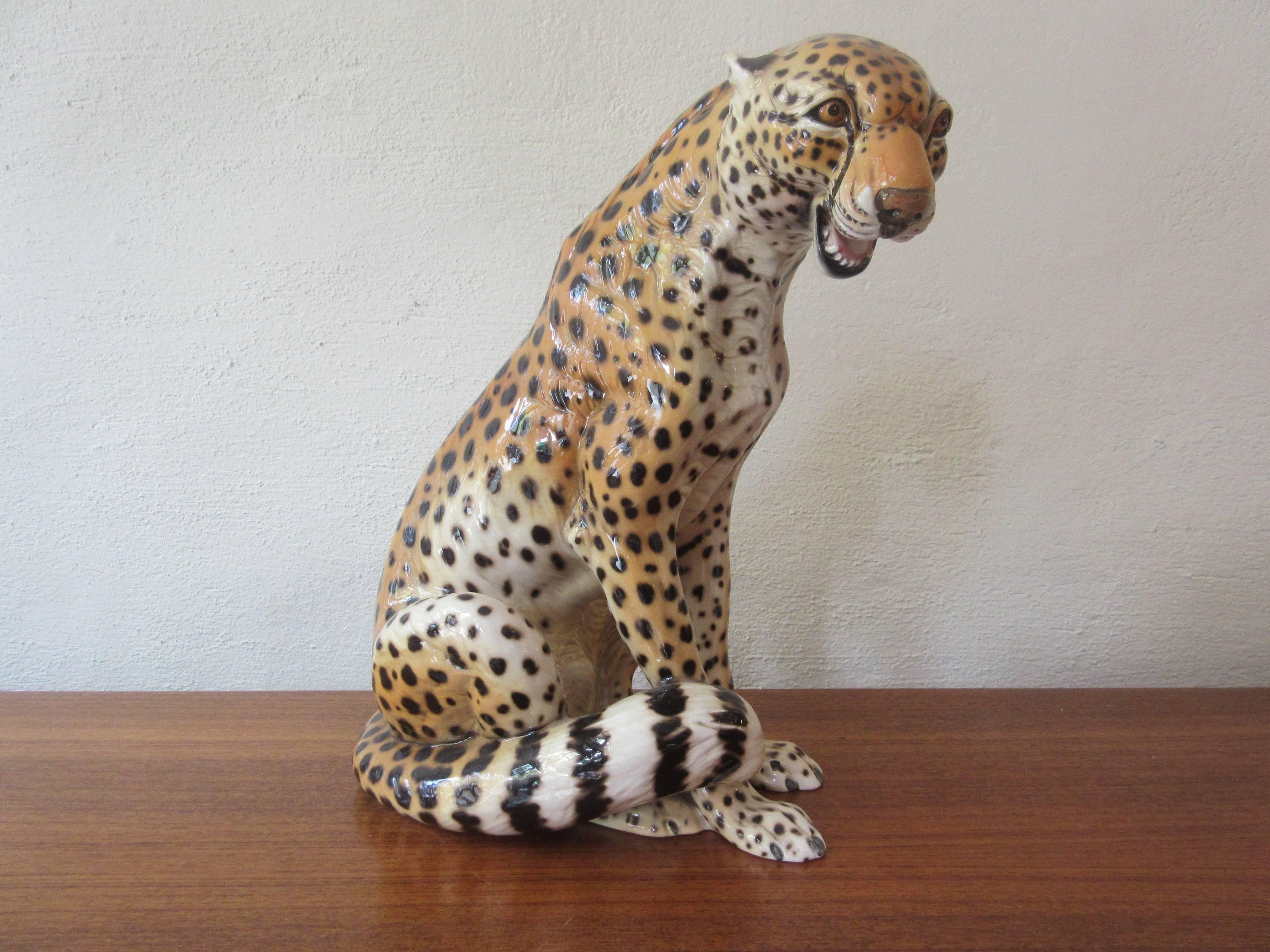 Italian Ceramic Cheetah Hand-Painted Figure Signed "Bonzani" "Monzani ...